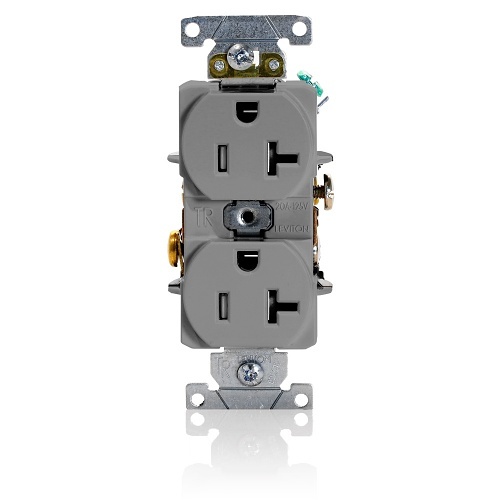 Leviton T5362-GY 20A 125V Duplex Tamper Resistant Receptacle, Gray