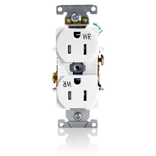Leviton TWR15-W 2-Pole 3-Wire Duplex Receptacle Outlet, Heavy-Duty ...
