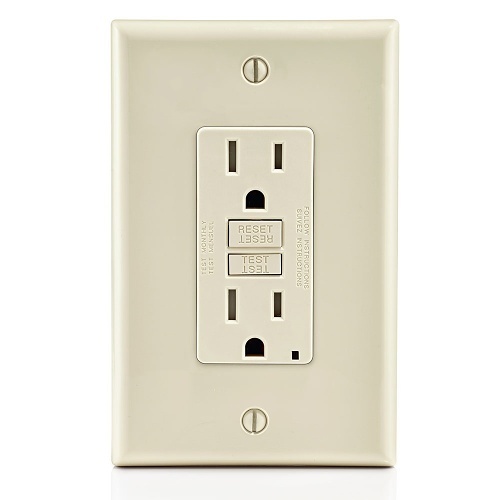Leviton GFTR1-MT 15A TR Ground Fault Circuit Interrupter, Wallplate ...
