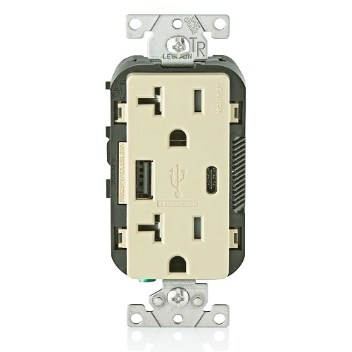 Leviton T5833-I Combination Duplex Receptacle Type AC USB Powered ...
