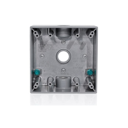 Leviton 2GM53-GY 2-Gang Weatherproof Box with (3) 1/2"D Outlets