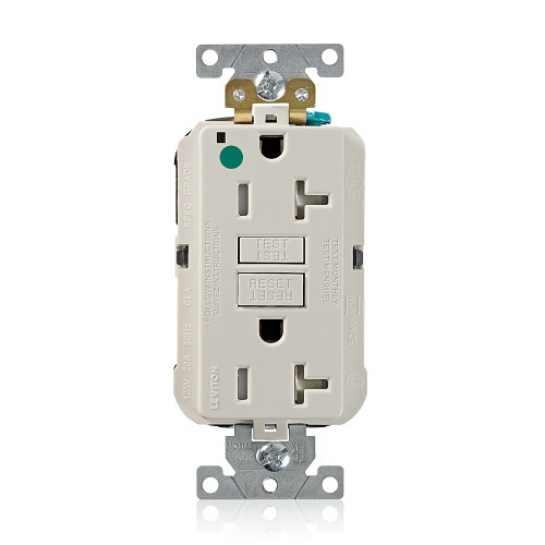 Leviton MGFT2-HGT Lev-Lok SmartlockPro Self-Test GFCI Duplex Receptacle ...