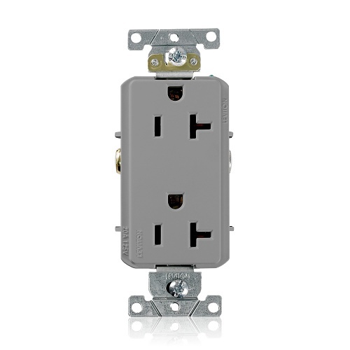 Leviton 16342-GY Decora Plus 2-Pole 3-Wire Duplex Receptacle Outlet ...
