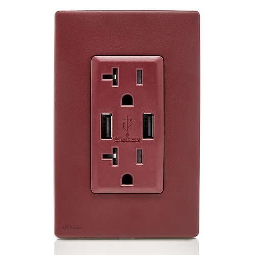 Leviton RUAA2-DG Duplex Receptacle / Outlet and USB Charger, BX1/00/050 ...