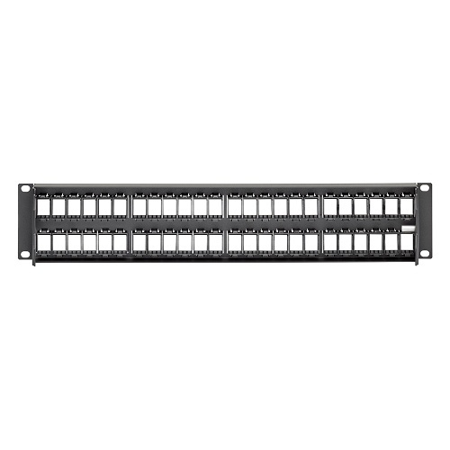 Leviton 49455-48B 48-Port 2U Vertical Blank Patch Panel, Black