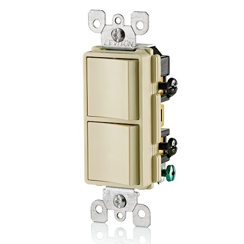 Leviton 5641-I 3-Way Combination Decora Switch Single Pole/Single Pole ...