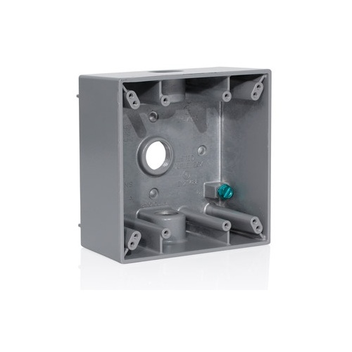 Leviton 2GM53-GY 2-Gang Weatherproof Box with (3) 1/2"D Outlets