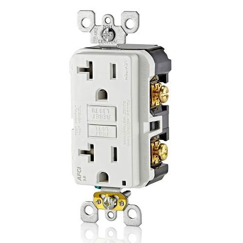 Leviton AFTR2-W White TR AFCI Wallplate, 5-20R 20A 125V