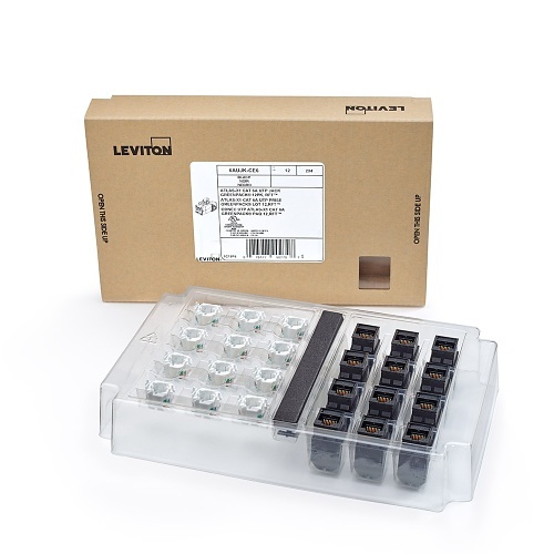 Leviton 6AUJK-CE6 ATLAS-X1 CAT6A UTP Keystone Jack, 12-Pack, Black