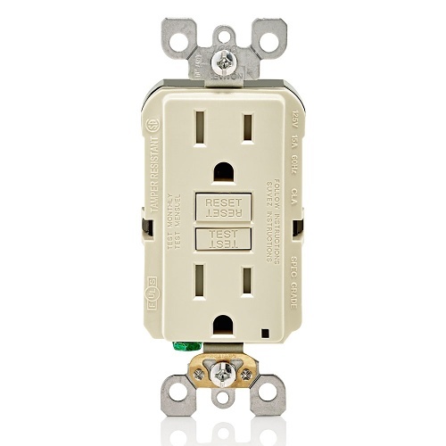 Leviton GFTR1-MT 15A TR Ground Fault Circuit Interrupter, Wallplate ...