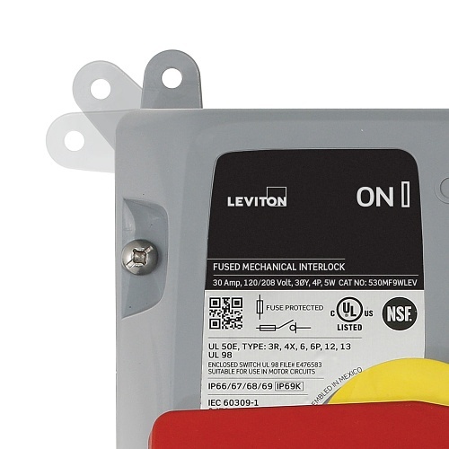 Leviton 430MF7WLEV Pin and Sleeve Mechanical Interlock, 30A, Red