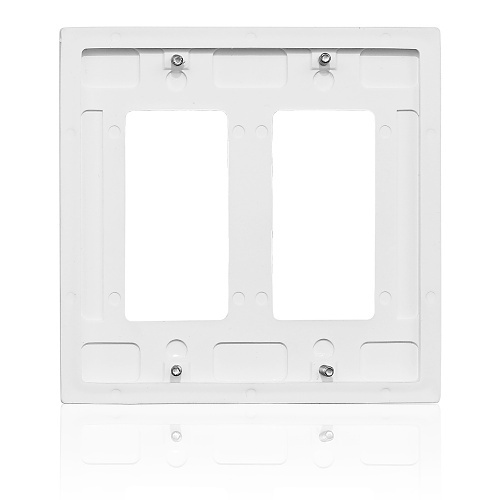 Leviton 84409-G4W 2-Gang Decora Wall Plate, Stainless Steel, White