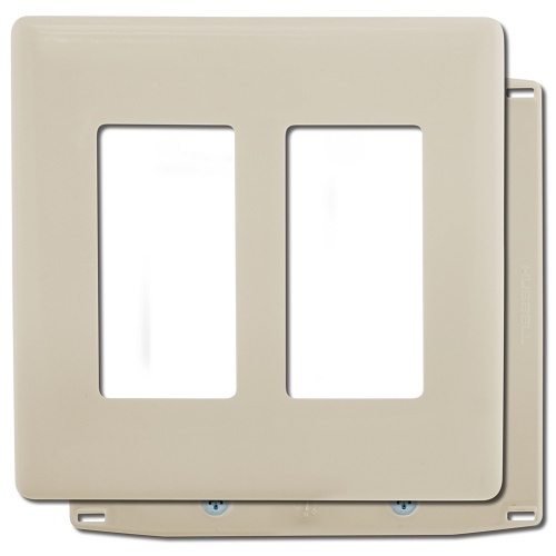 Hubbell NPS262LA 2-Gang Decora Snap-On Wall Plate, Light Almond