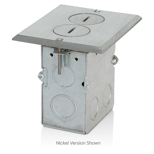 Leviton 25249-TFN Receptacle Floor Box Assembly, 1-Gang, Duplex Tamper ...