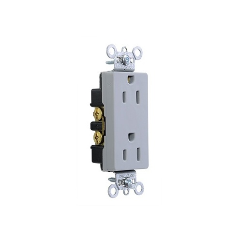 Pass & Seymour 26252-GRY Power Outlet, DECO DUP RECEP 15A 125V B+S Wire ...