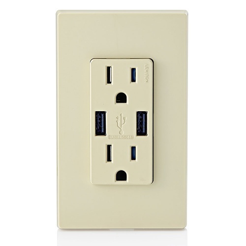 Leviton T5632-I Combination Duplex Receptacle and USB Charger, 15A 125V ...