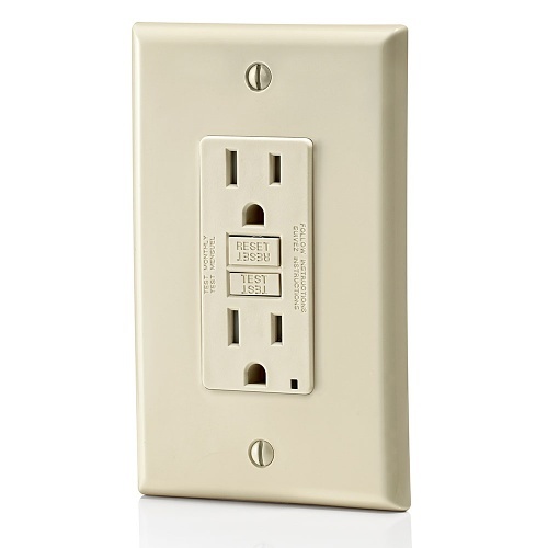 Leviton GFTR1-MT 15A TR Ground Fault Circuit Interrupter, Wallplate ...