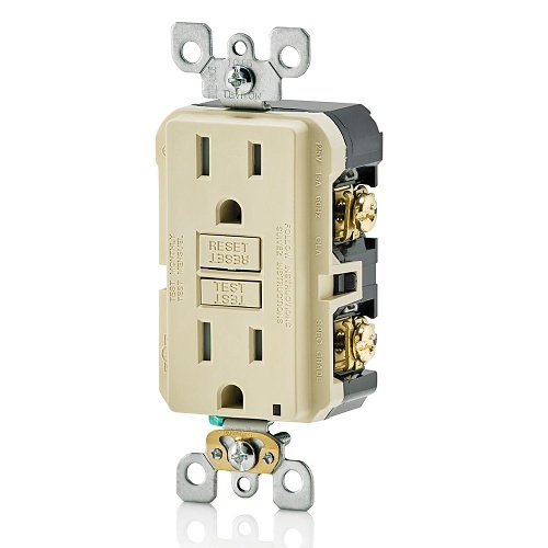 Leviton GFTR1-PI 515R Slim Ground Fault Circuit Interrupter, Wallplate ...