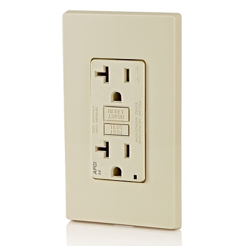 Leviton AFTR2-T 20A T Amper-Resistant AFCI Outlet with LED Indicator ...