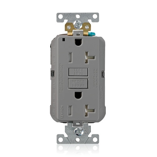Leviton MGFT2-GY Lev-Lok SmartlockPro GFCI Duplex Receptacle Outlet ...
