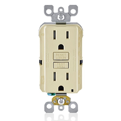 Leviton GFTR1-PI 515R Slim Ground Fault Circuit Interrupter, Wallplate ...