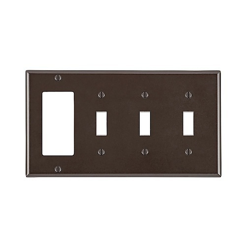 Leviton P326 Wall Plate, Standard Size, Brown, Accommodates Four Gangs ...