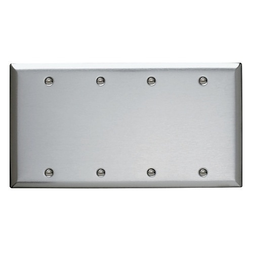 On-Q SS43 4-Gang Wall Plate, Smooth 302 Stainless Steel