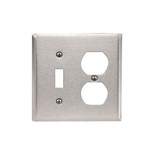 Leviton 84005 2-Gang Stainless Steel Wall Plate for 1 Toggle and 1 ...