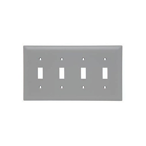 Pass & Seymour TP4-GRY 4-Gang 4-Toggle Trademaster Wall Plate, Gray