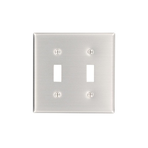 Leviton 83009 Wall Plate, Satin Finish Aluminum, Two Toggle Switches ...