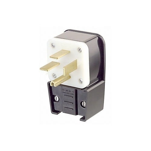 Leviton 8452-P Connectors, 50A 250V Industrial Grade Angle Plug, Black ...