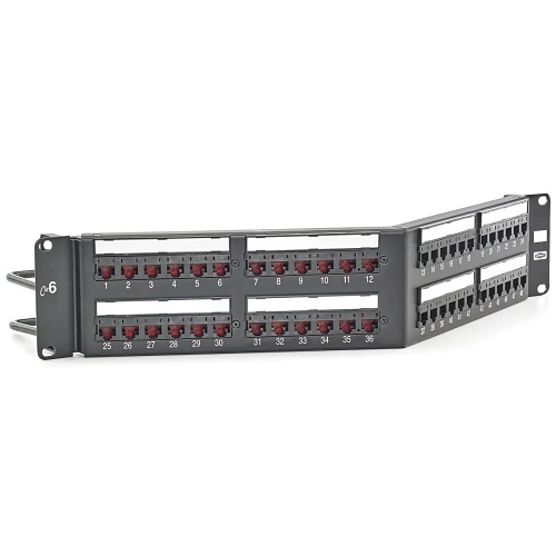 Hubbell HP648A Cat6Angled Patch Panel, 48 Port, Universal Angle