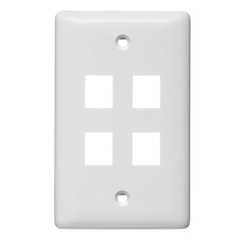 Hubbell NSP14W Wallplate Label-Less 1-Gang 4-Port Wall Plate, White