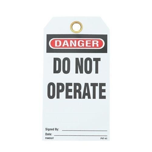 Panduit PVT-41 Plastic Tag 'Danger Do Not Operate', 5" Sign and Name Plates