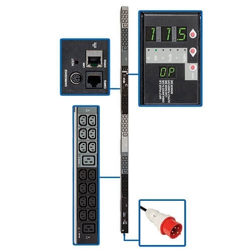 Eaton Tripp Lite PDU3XVN6G20 3-Phase Monitored PDU, 208-240V Outlets (42 C13, 6 C19), IEC309 16 ...