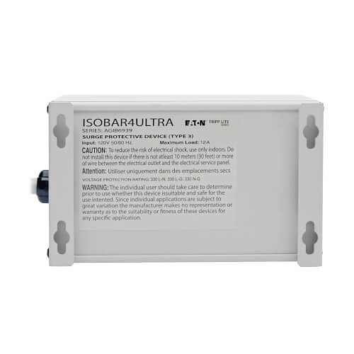 Eaton Tripp Lite ISOBAR4ULTRA Isobar 4-Outlet Surge Protector, 6' Cord with Right-Angle Plug ...