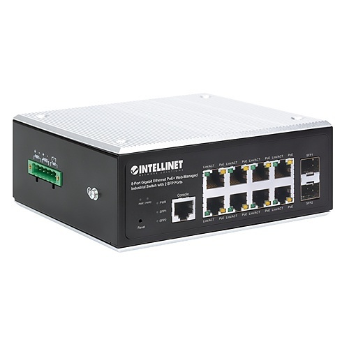 Intellinet 508278 Industrial 8-Port Gigabit Ethernet PoE+ Layer 2+ Web ...