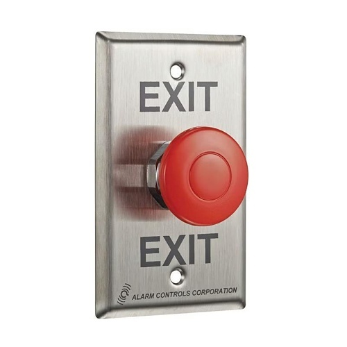 Alarm Controls EB-3 Large 1-1/2" Mushroom Button, Single Gang, Labeled ...